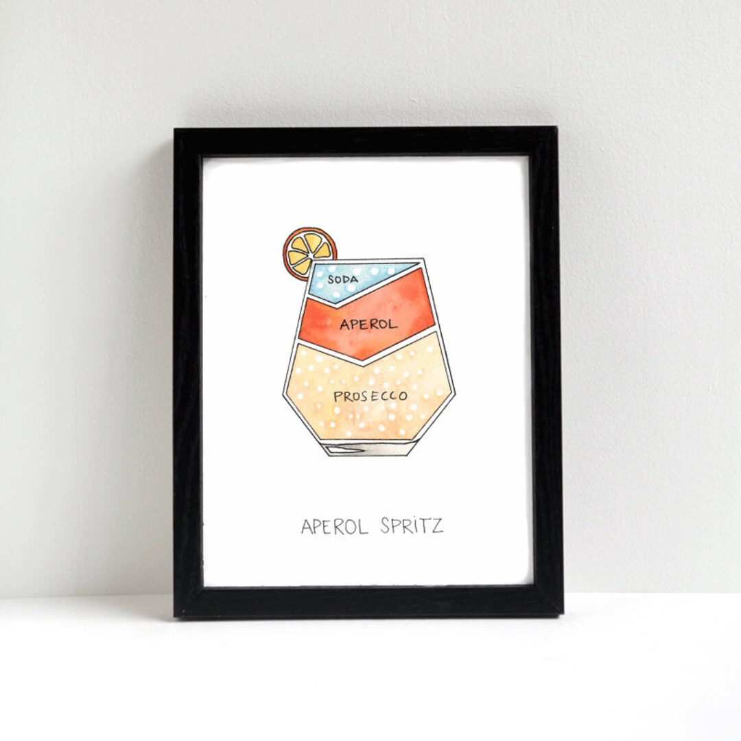 Aperol Spritz Cocktail Diagram Art - Etsy