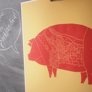Portland Knows How to Pork - Neighborhood Butchery Map Poster - Etsy
