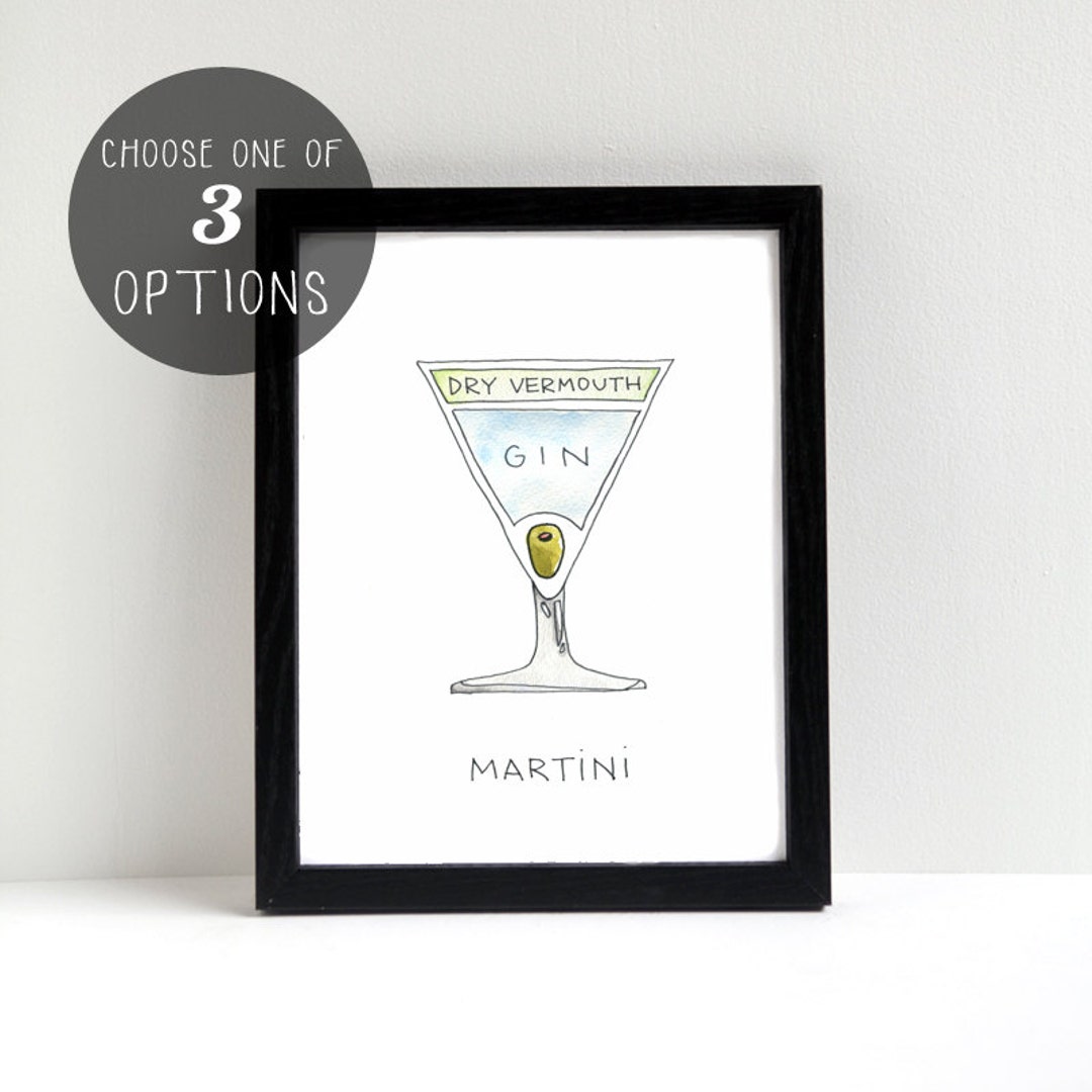 Martini Cocktail Diagram - Etsy Sweden