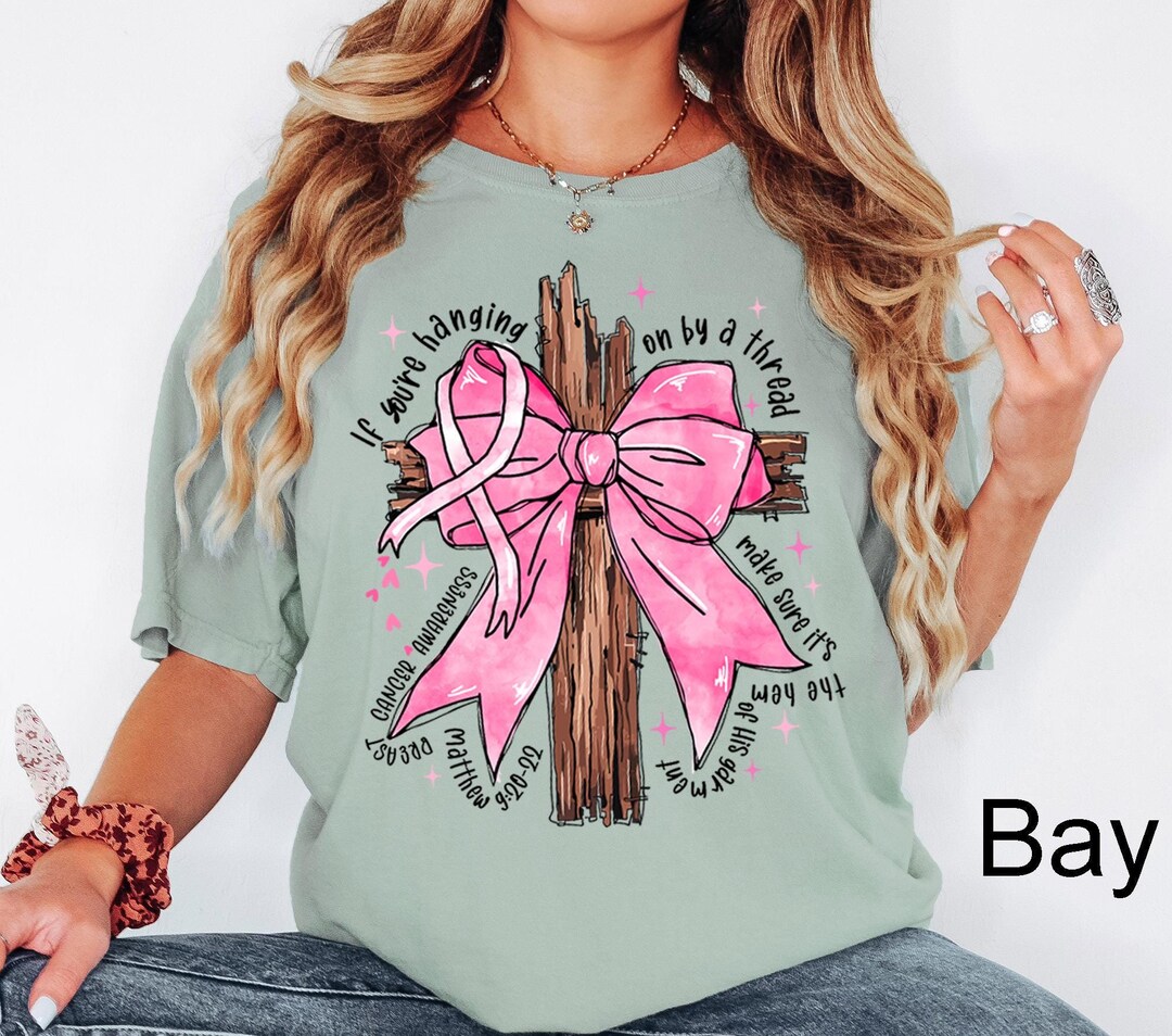 Comfort Colors® Jesus Pink Bow Cross Breast Cancer, Breast Cancer ...