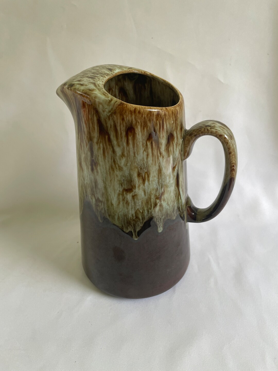 Vintage Brown Drip Pitcher - Etsy