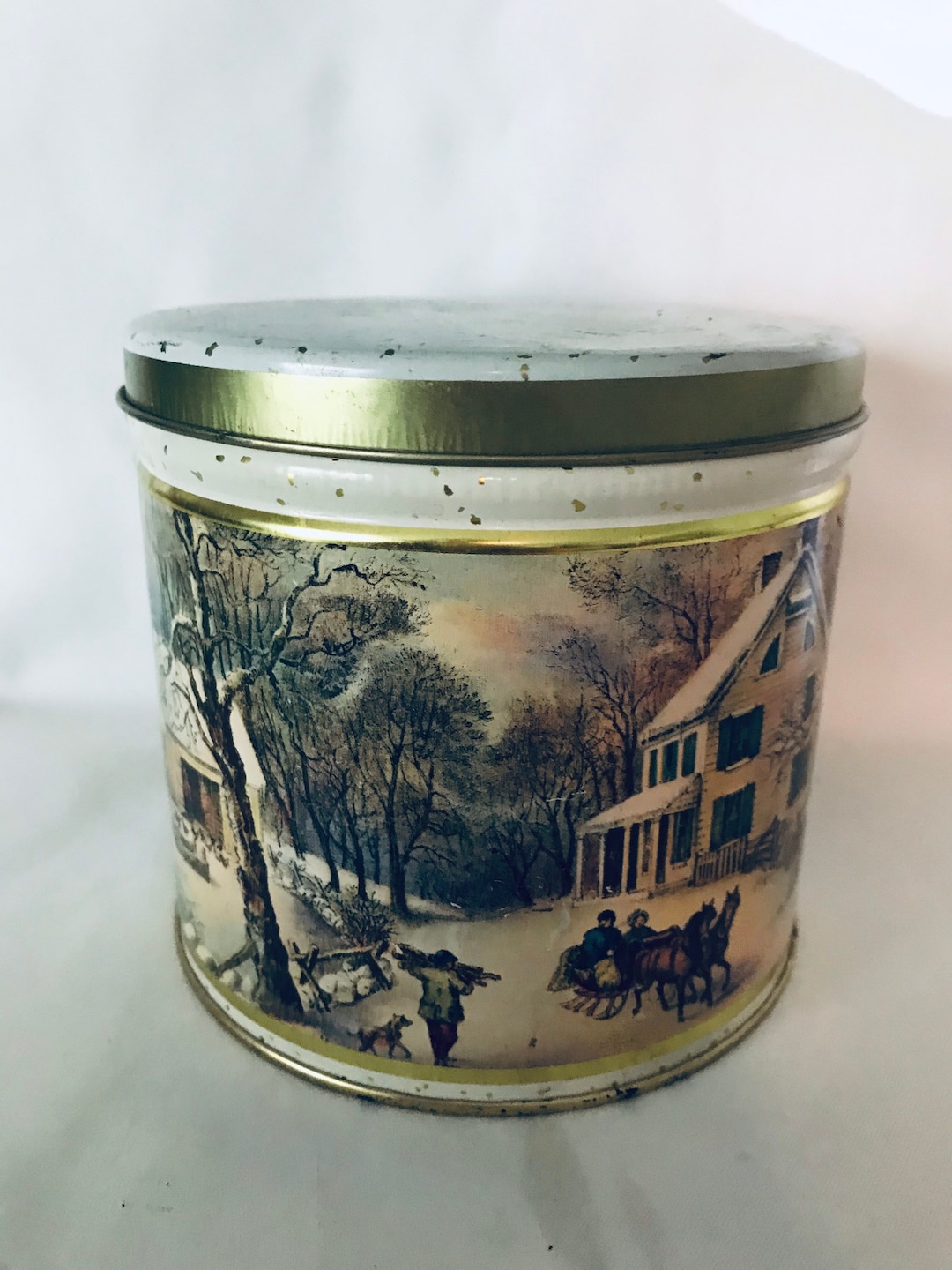 Vintage Currier & Ives Heritage Plantation Cookie Tin ~ the Farmer’s ...