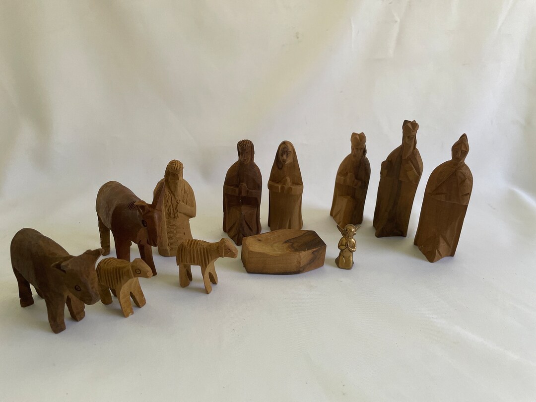 Vintage Hand Carved Nativity Figures - Etsy