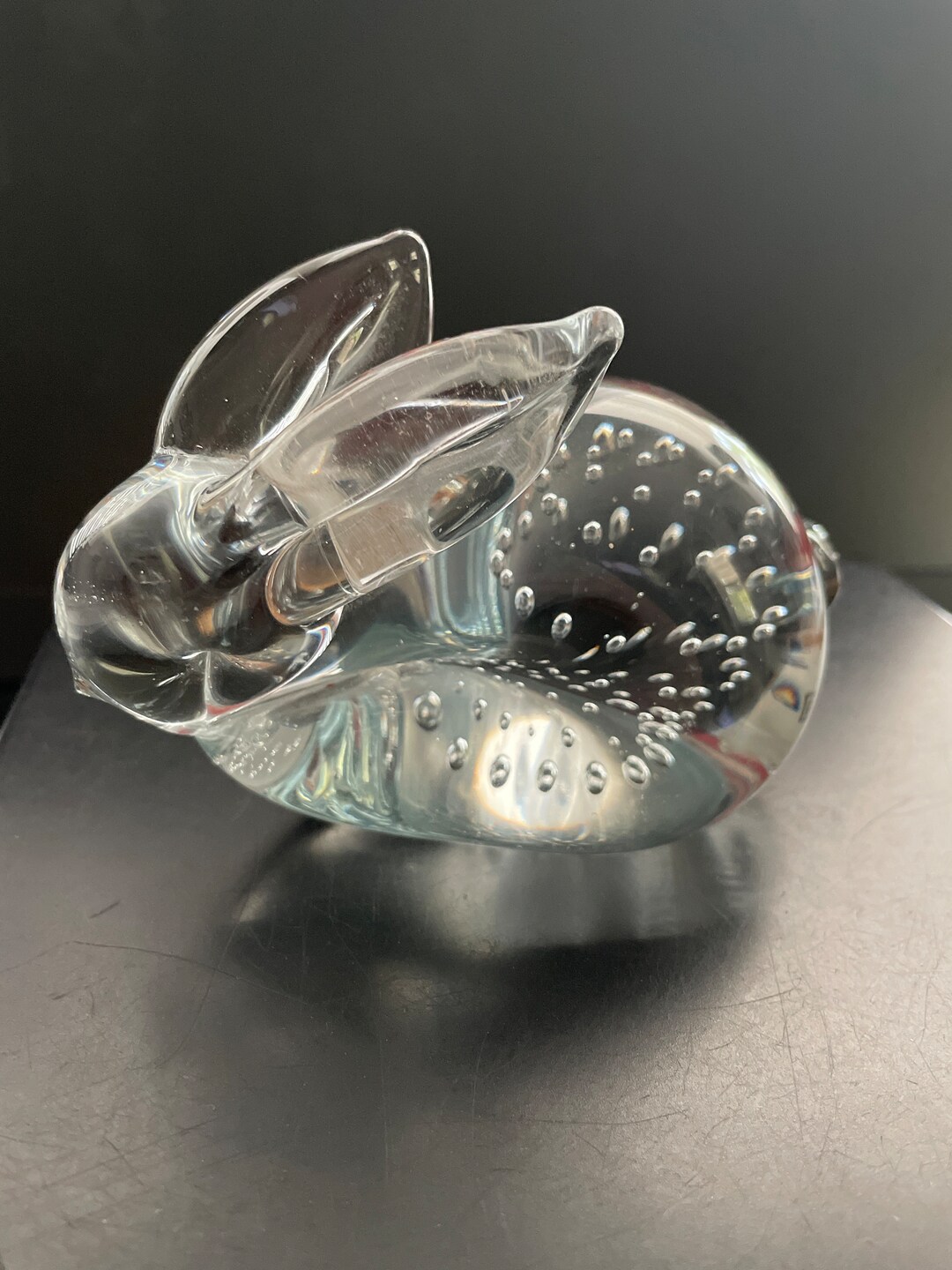 Vintage Clear Glass Bunny Paperweight - Etsy