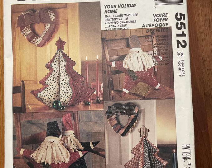 1991 Mccall's Pattern 5512. Christmas Tree Ornaments; Santa "star ...
