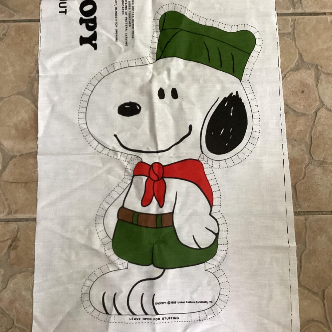 Vintage Peanuts Snoopy Scout Craft Fabric Panel Cut N Sew Pillow Toy ...