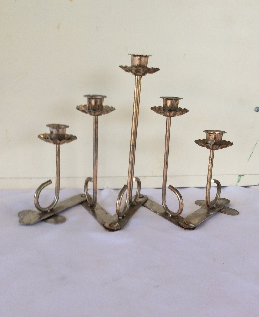 Vintage Brass Candelabra / Brass Folding Candle Stick Holder / - Etsy