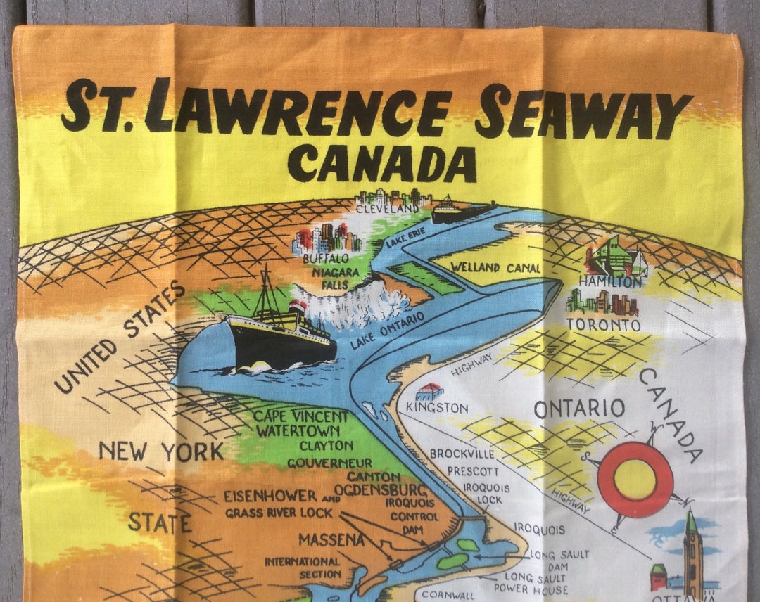Vintage St. Lawrence Seaway Canada Souvenir Tea Towel - Etsy