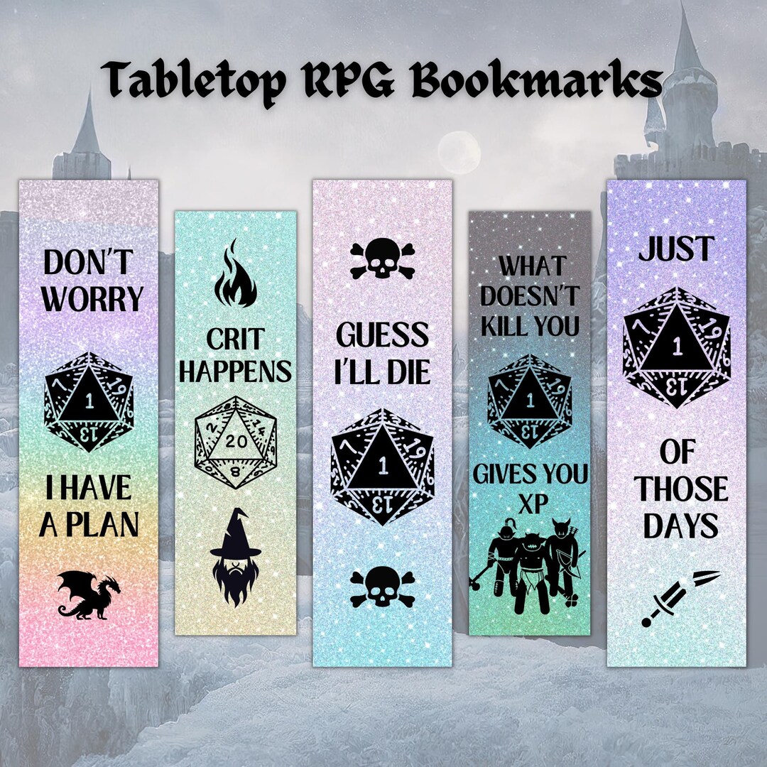 Set of Five Dungeons and Dragons Bookmarks, D&D Themed Bookmarks ...