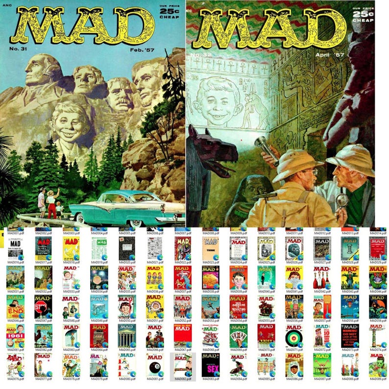 Mad Magazine Collection, Pdf and Cbr/cbz Formats, 1950s to Present, 590 ...