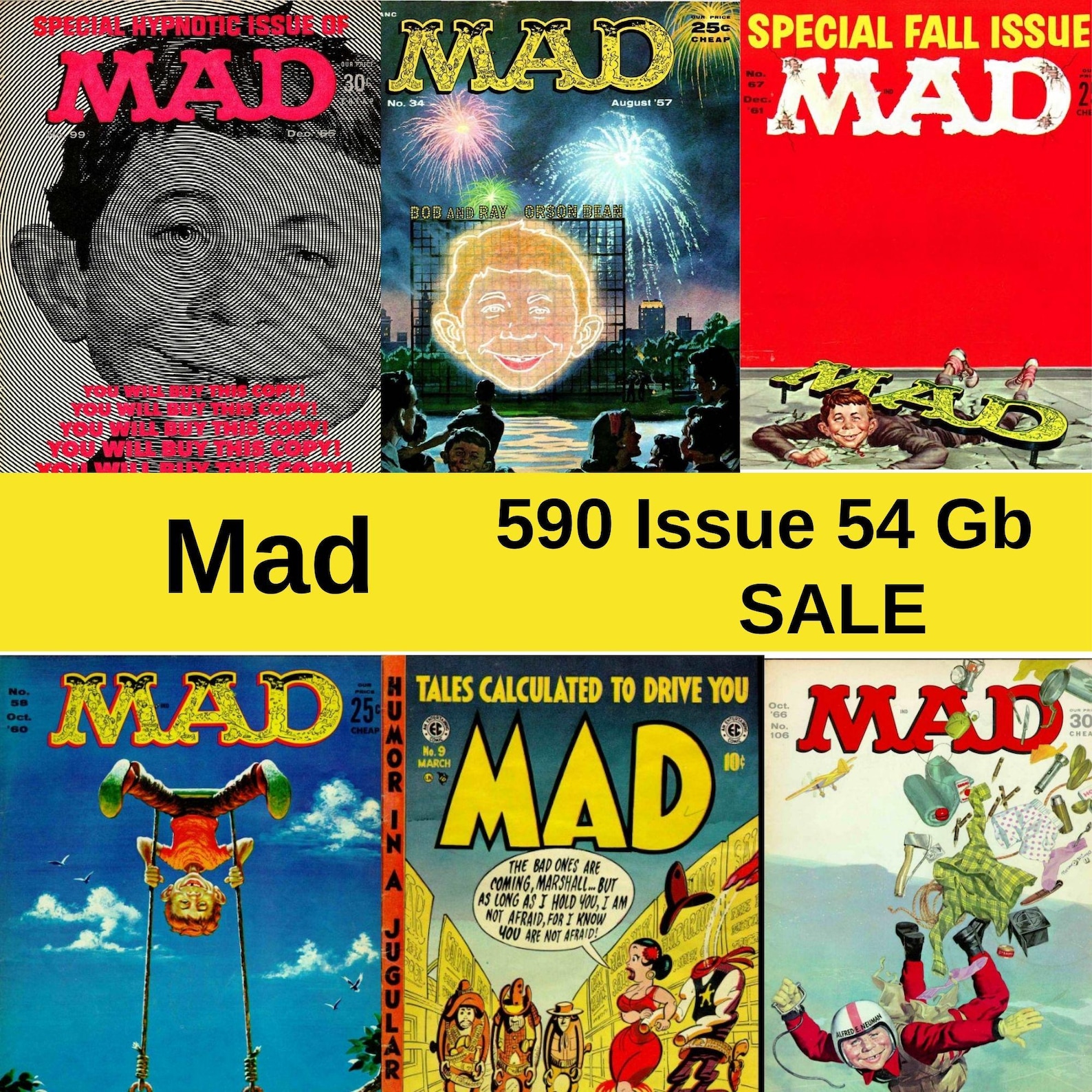 Mad Magazine Collection, Pdf and Cbr/cbz Formats, 1950s to Present, 590 ...