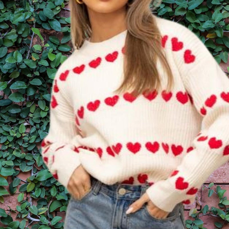 Sweater With Red Heart - Etsy