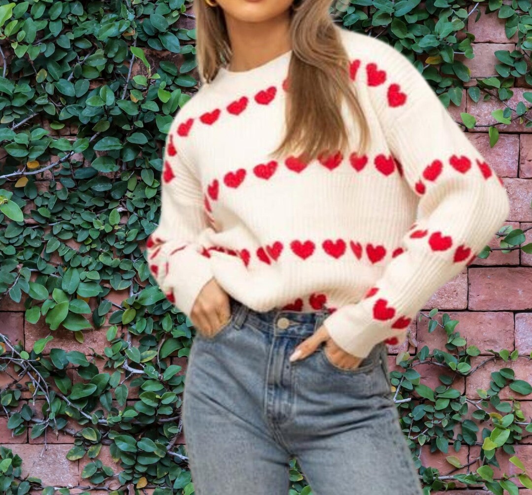 Womens Valentine Sweater, Knitted Sweater for Women, Valentine's Day ...