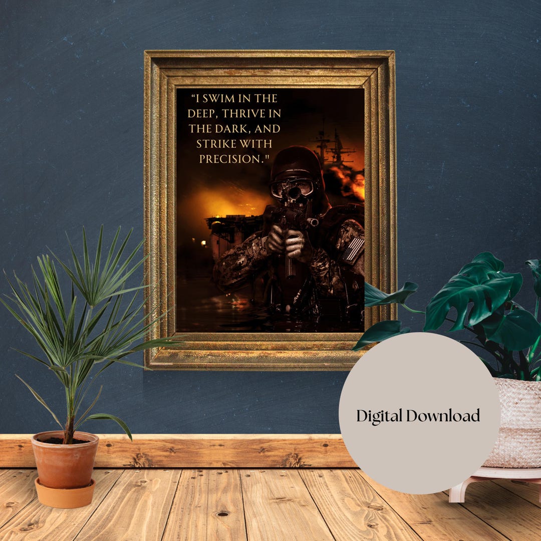 Navy SEAL Warrior Motto Printable Wall Art, Navy SEAL Inspired ...