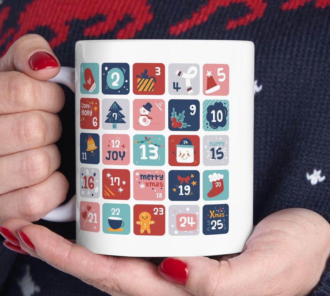 Christmas Countdown Mug Festive Holiday Gift, Cute Ceramic Coffee Cup ...