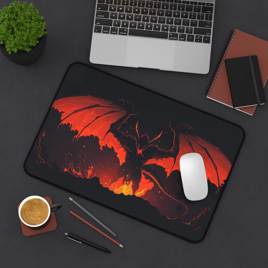Balrog Mouse Mat - Fiery Lava Desk Mat - Bold Gaming Keyboard Pad With ...