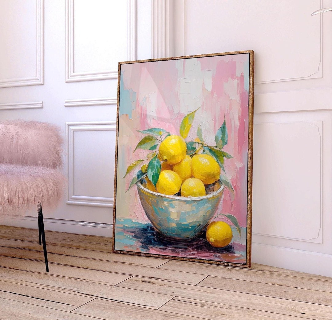 Lemon Wall Art Print, Dopamine Kitchen Decor, Trendy Pastel Poster ...
