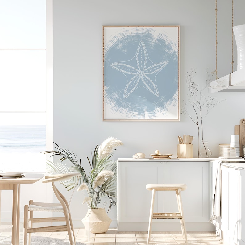 Blue Beach Prints Set of 6, Trendy Coastal Wall Art Posters, Beach ...
