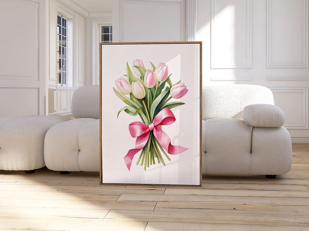 Tulips Printable Wall Art, Coquette Room Decor, Floral Wall Art, Preppy ...