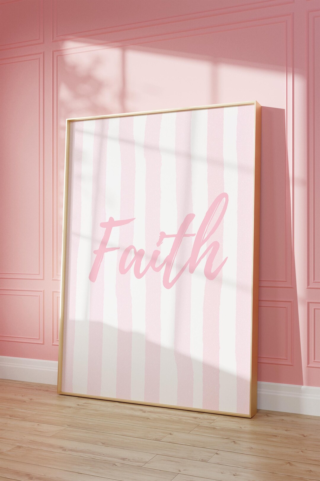 Pink Christian Wall Art Printable: Light Pink Faith Poster, Modern ...