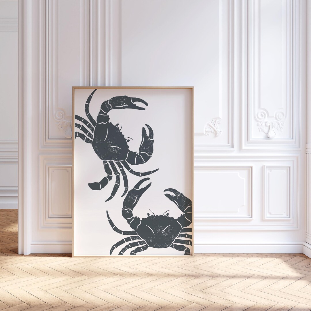 Crab Wall Art Print, Coastal Wall Art, Crab Decor, Beachy Wall Art ...