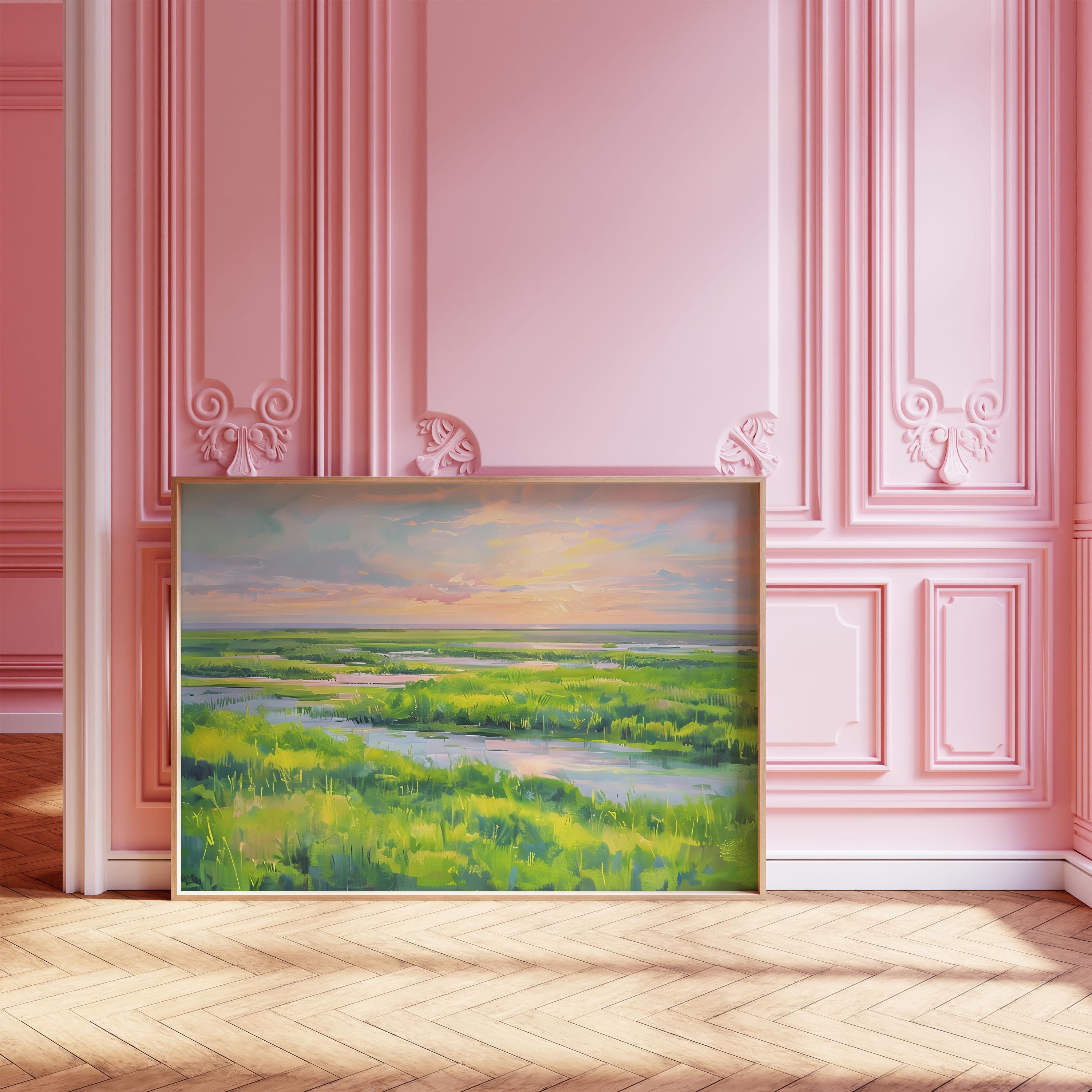 Colorful Marsh Sunset Landscape Painting, South Carolina Pastel Marsh ...