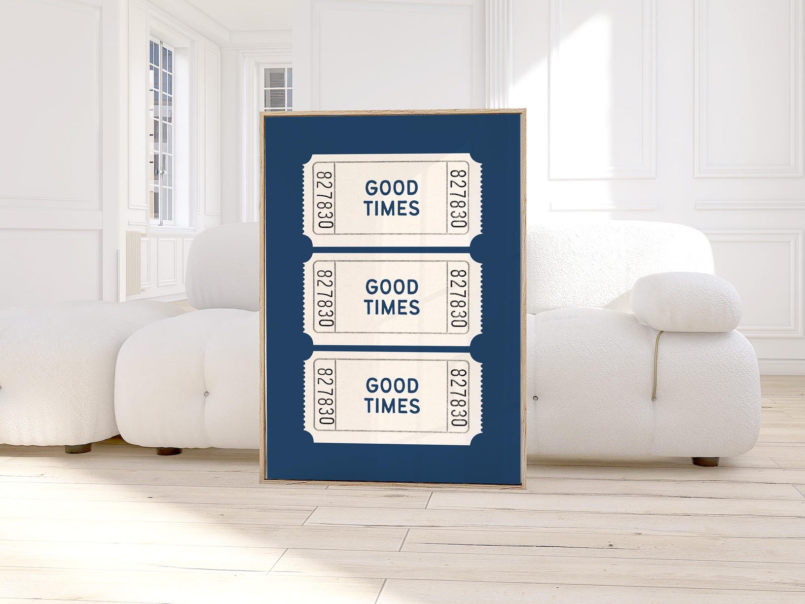 Good Times Ticket Print, Navy Blue Trendy Wall Art, Girly College Dorm ...