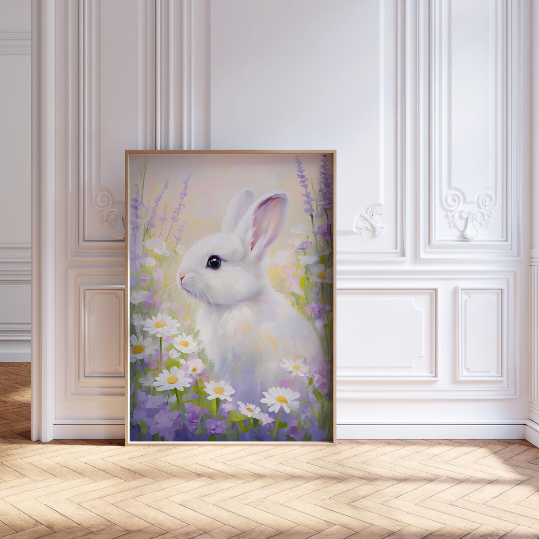 Easter Bunny Printable, Bunny Wall Art, Pastel Easter Decor, Spring ...