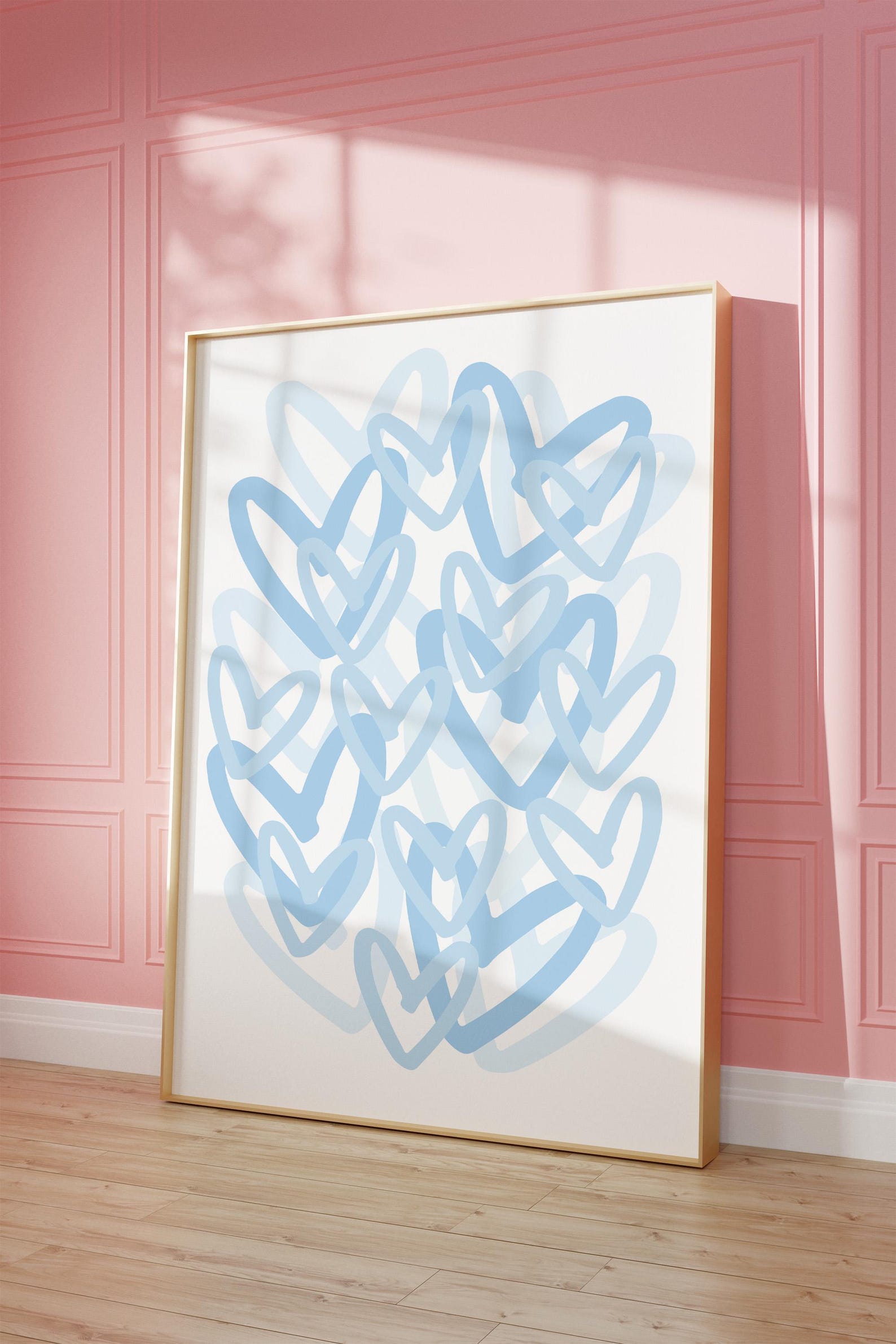 Blue Preppy Beach Prints Set of 6, Trendy Coastal Wall Art Posters ...