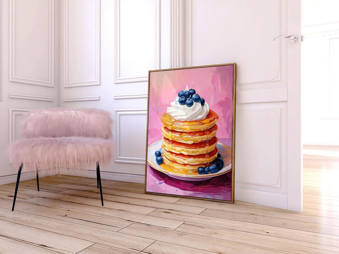 Pancakes Wall Art Print, Maximalist Wall Art, Kitchen Wall Art Poster, Dopamine Decor, Breakfast ...