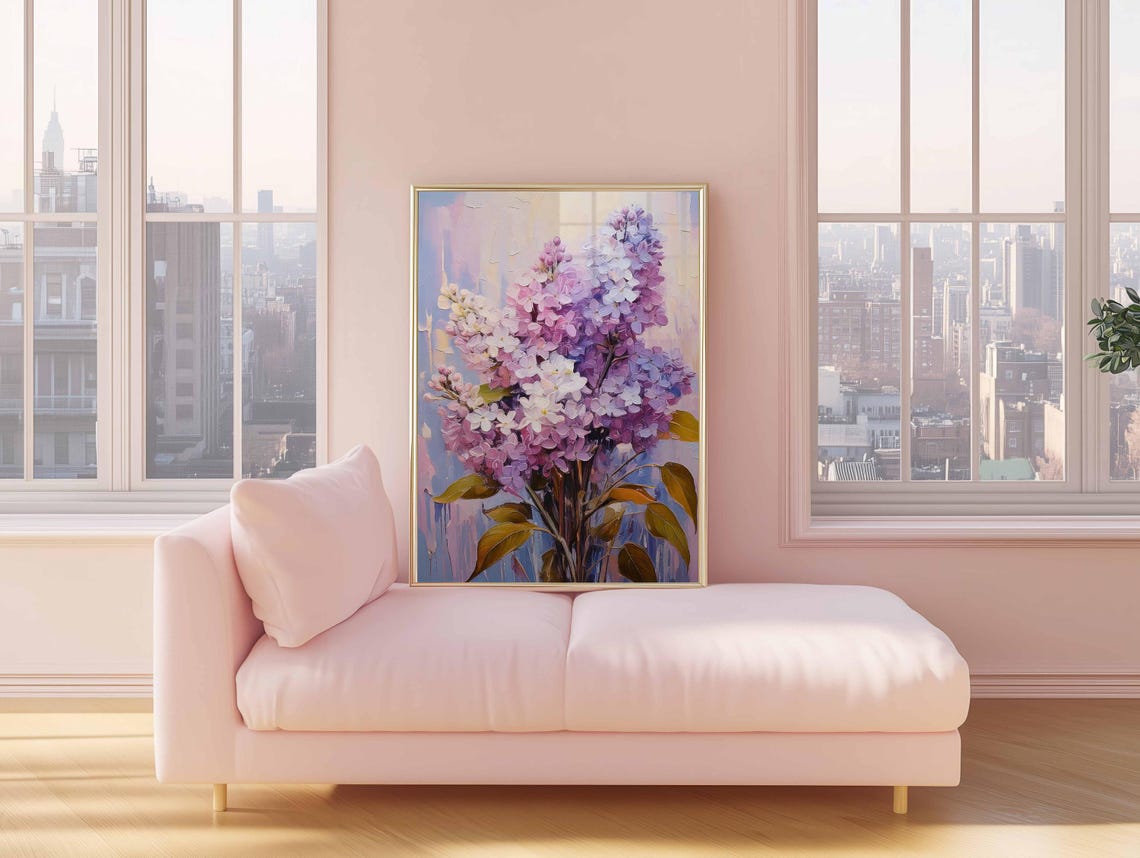 Lilac Wall Art Print, Lilac Floral Poster, Botanical Wall Art, Pastel ...