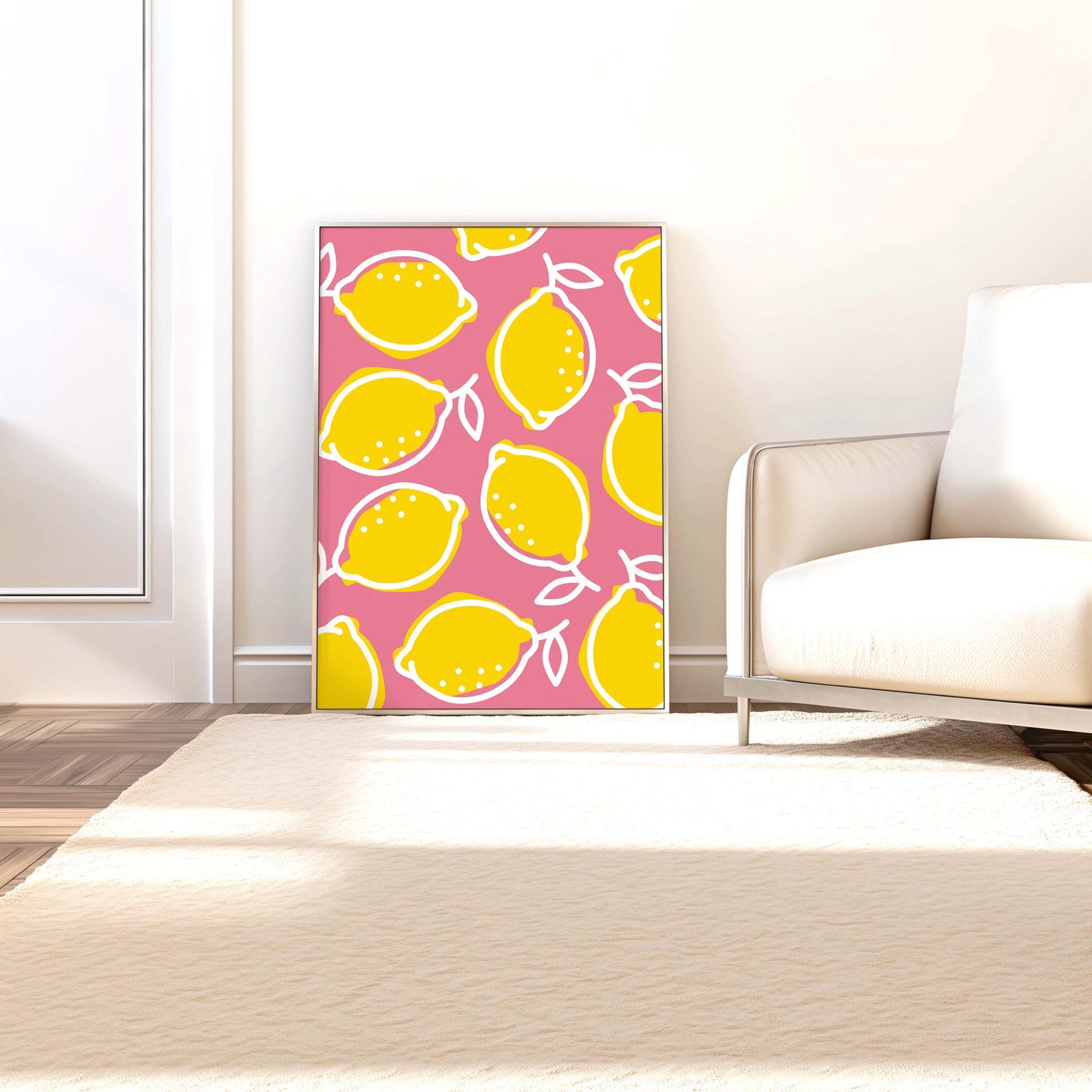 Lemon Wall Art Print, Pink Citrus Poster, Maximalist Dopamine Kitchen ...