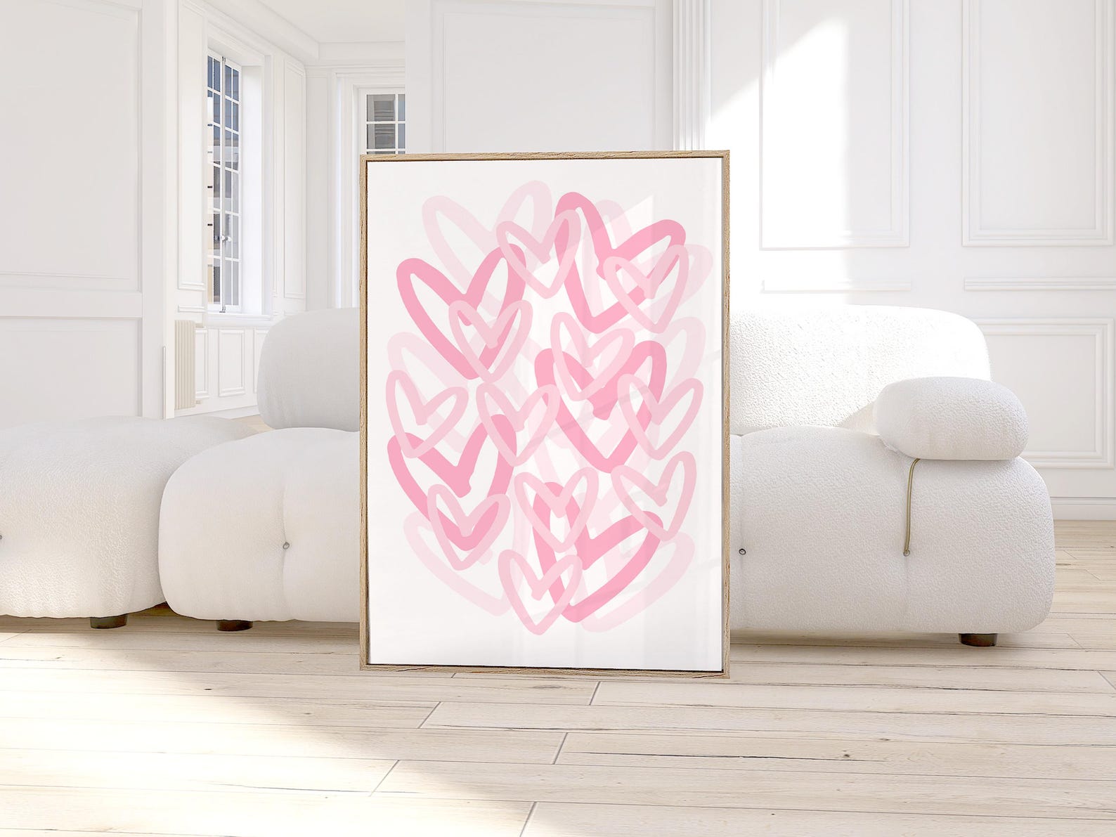 Pink Preppy Hearts Print, Trendy Wall Art, Girly Dorm Room Decor ...