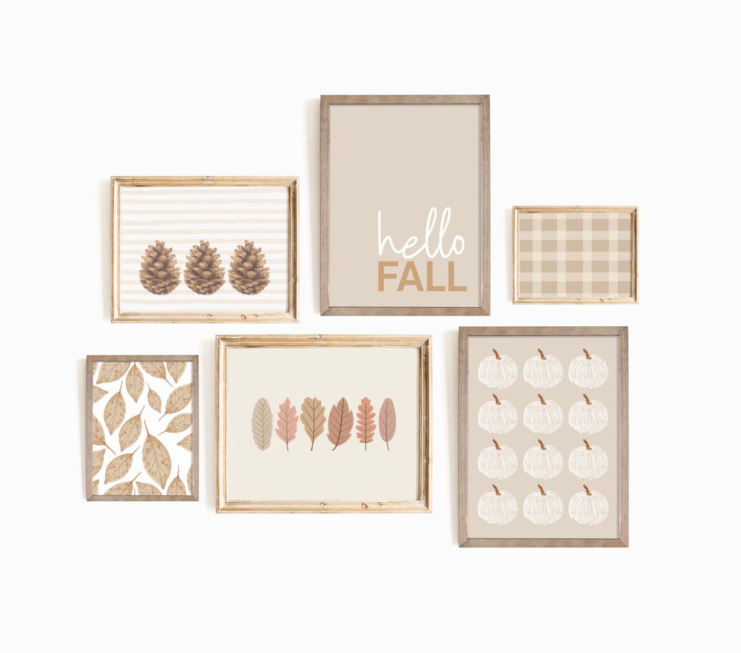 Fall Gallery Wall Set of 6 Posters, Neutral Seasonal Fall Decor Prints ...
