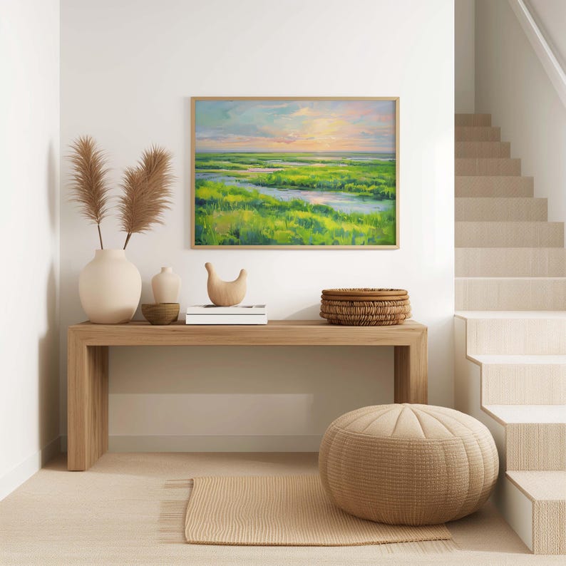 Colorful Marsh Sunset Landscape Painting, South Carolina Pastel Marsh ...