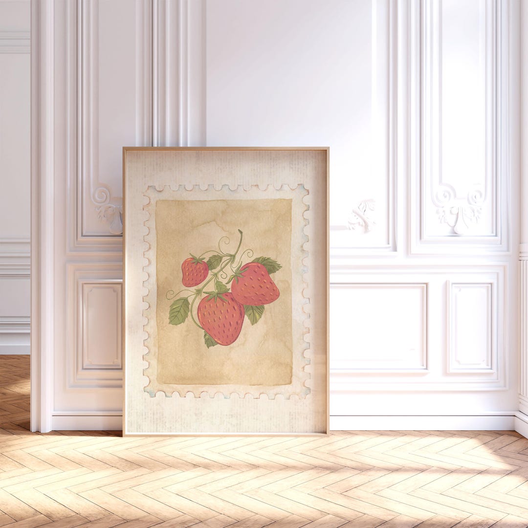 Vintage Strawberry Print, Cottagecore Printable Wall Art, Cute Trendy ...