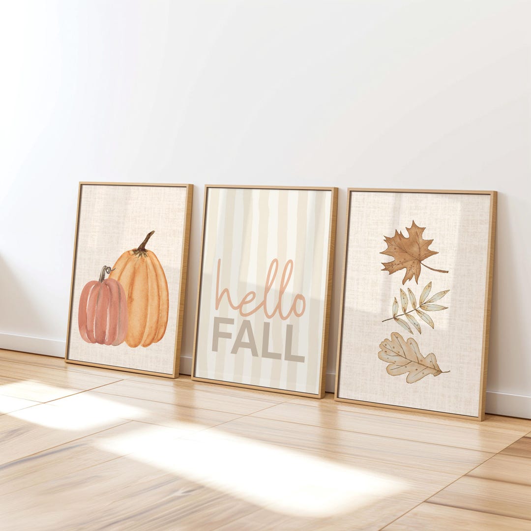 Fall Prints Set of 3, Neutral Fall Decor, Seasonal Wall Art, Autumn ...