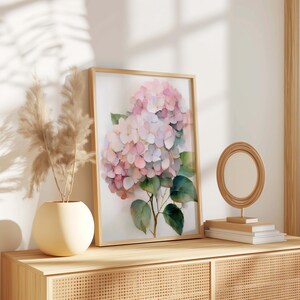 Pastel Pink Hydrangea Wall Art, Hydrangea Print, Floral Print ...