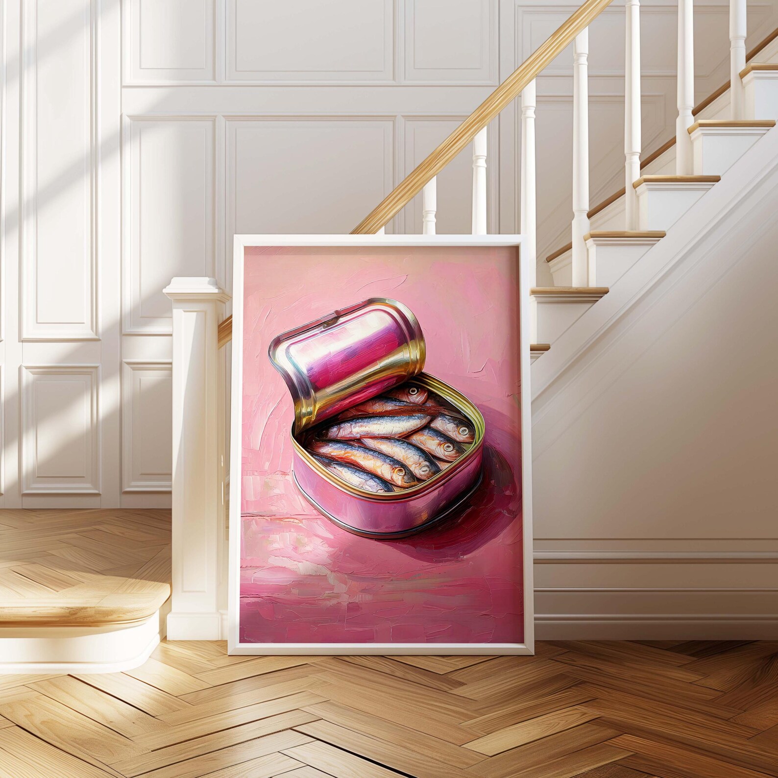 Sardines Wall Art Print, Pink Sardines Tin Print, Retro Kitchen Decor ...