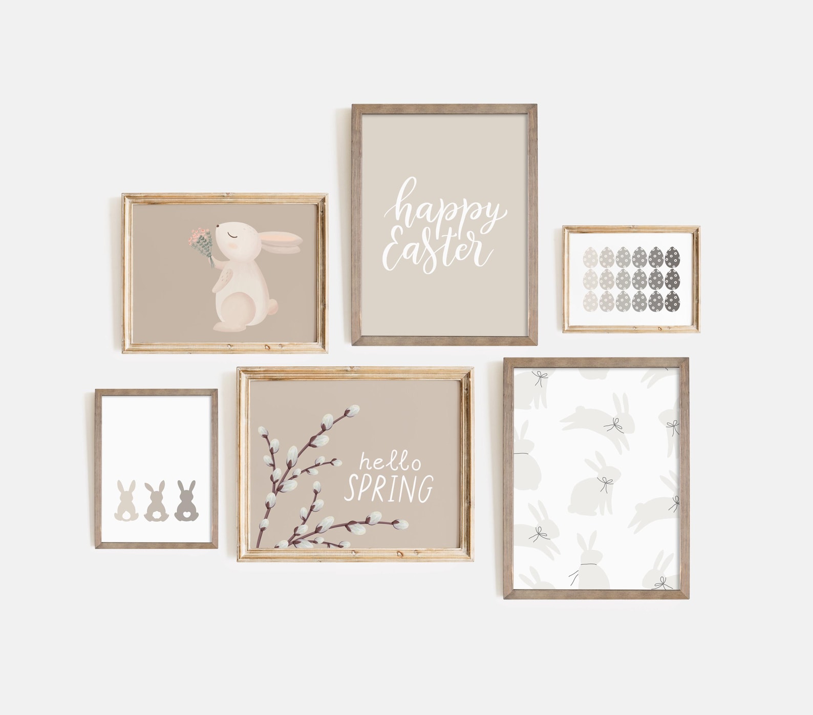 Gallery Wall Set of 6 Neutral Easter Prints, Minimalist Easter Decor ...
