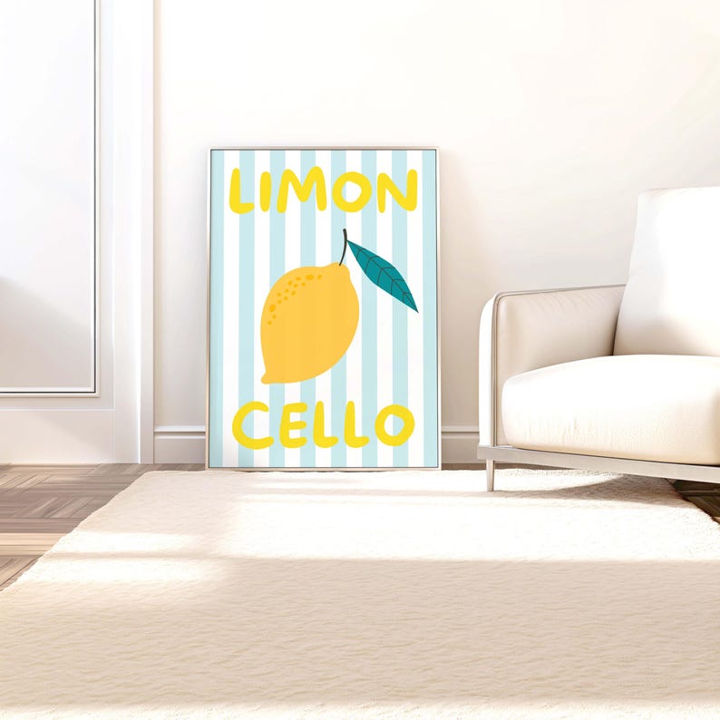Limoncello Lemon Print, Retro Trendy Fruit Poster, Italian Summer ...