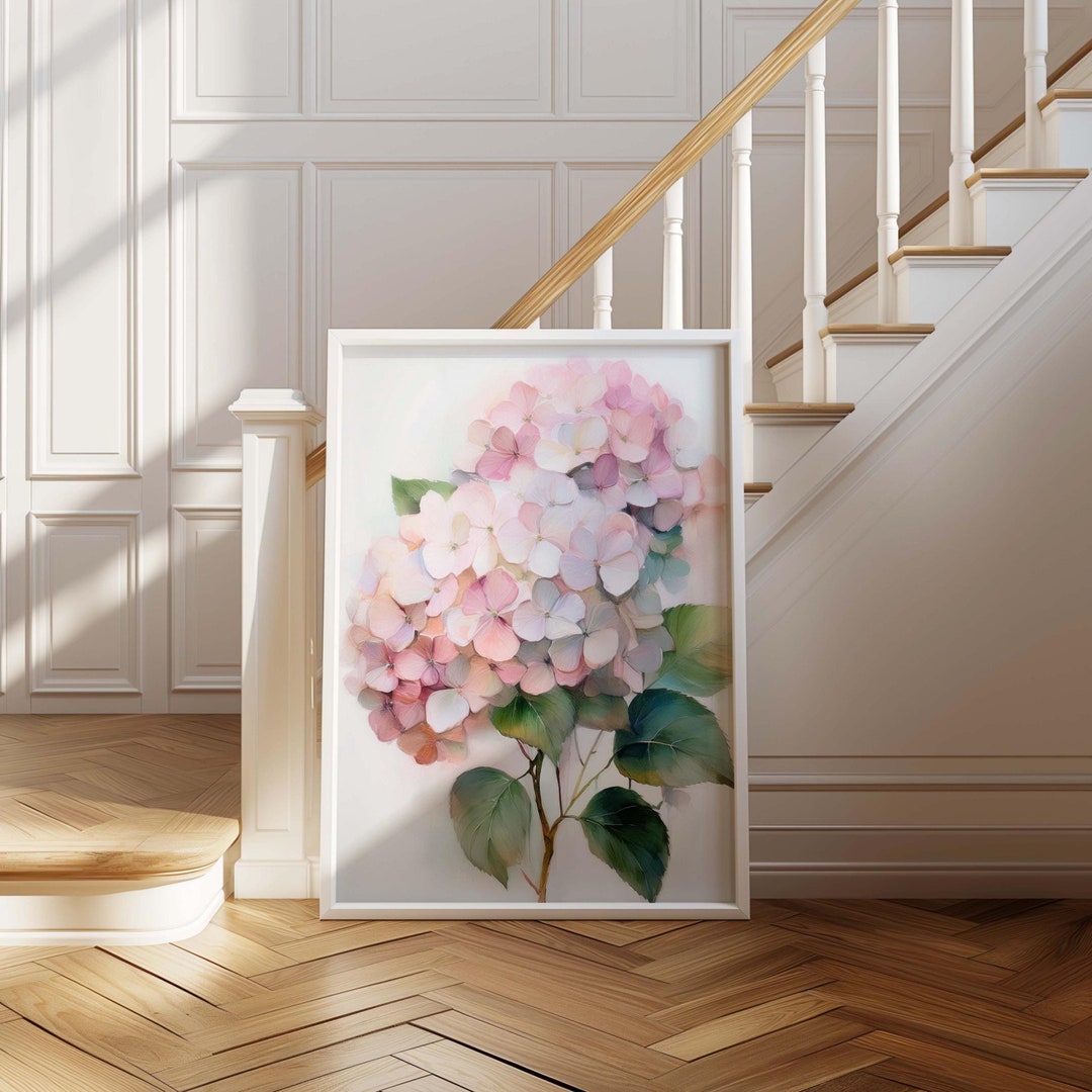 Pastel Pink Hydrangea Wall Art, Hydrangea Print, Floral Print ...