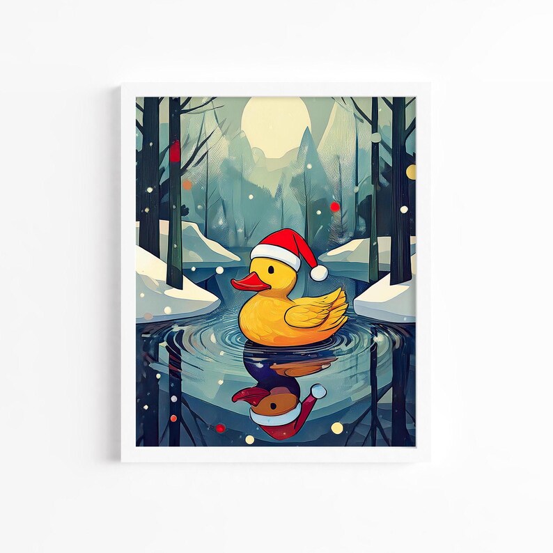 Rubber Duck Christmas Print, Rubber Duck Printable Wall Art, Christmas ...