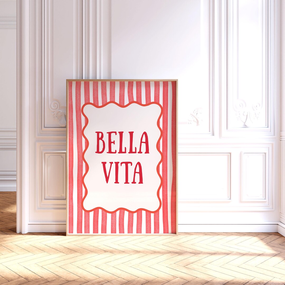 Bella Vita Retro Print, Trendy Girly Dorm Room Decor Poster, Preppy ...