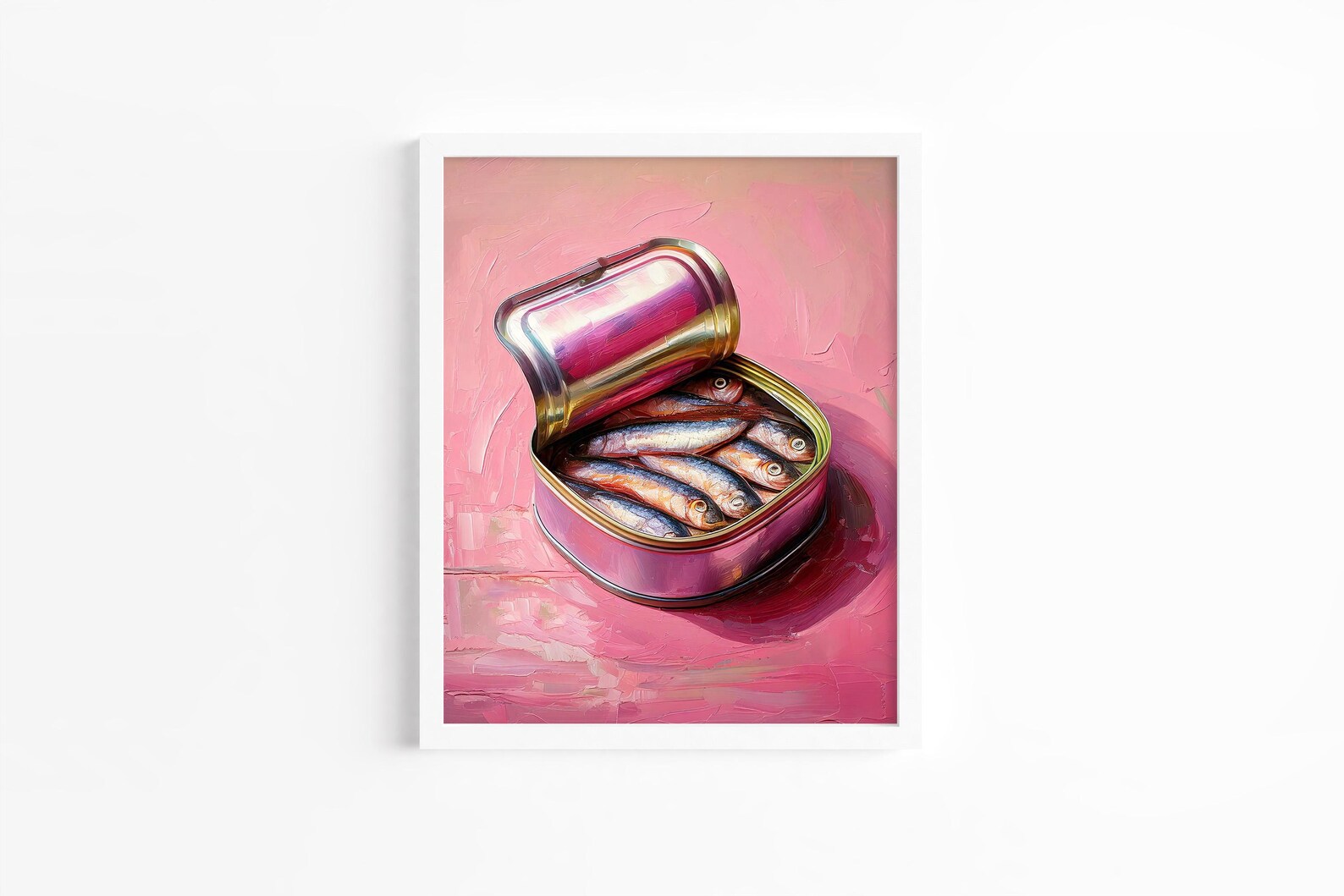Sardines Wall Art Print, Pink Sardines Tin Print, Retro Kitchen Decor ...