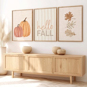 Fall Prints Set of 3, Neutral Fall Decor, Seasonal Wall Art, Autumn ...