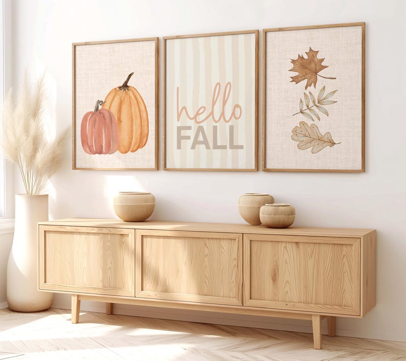 Fall Prints Set of 3, Neutral Fall Decor, Seasonal Wall Art, Autumn ...