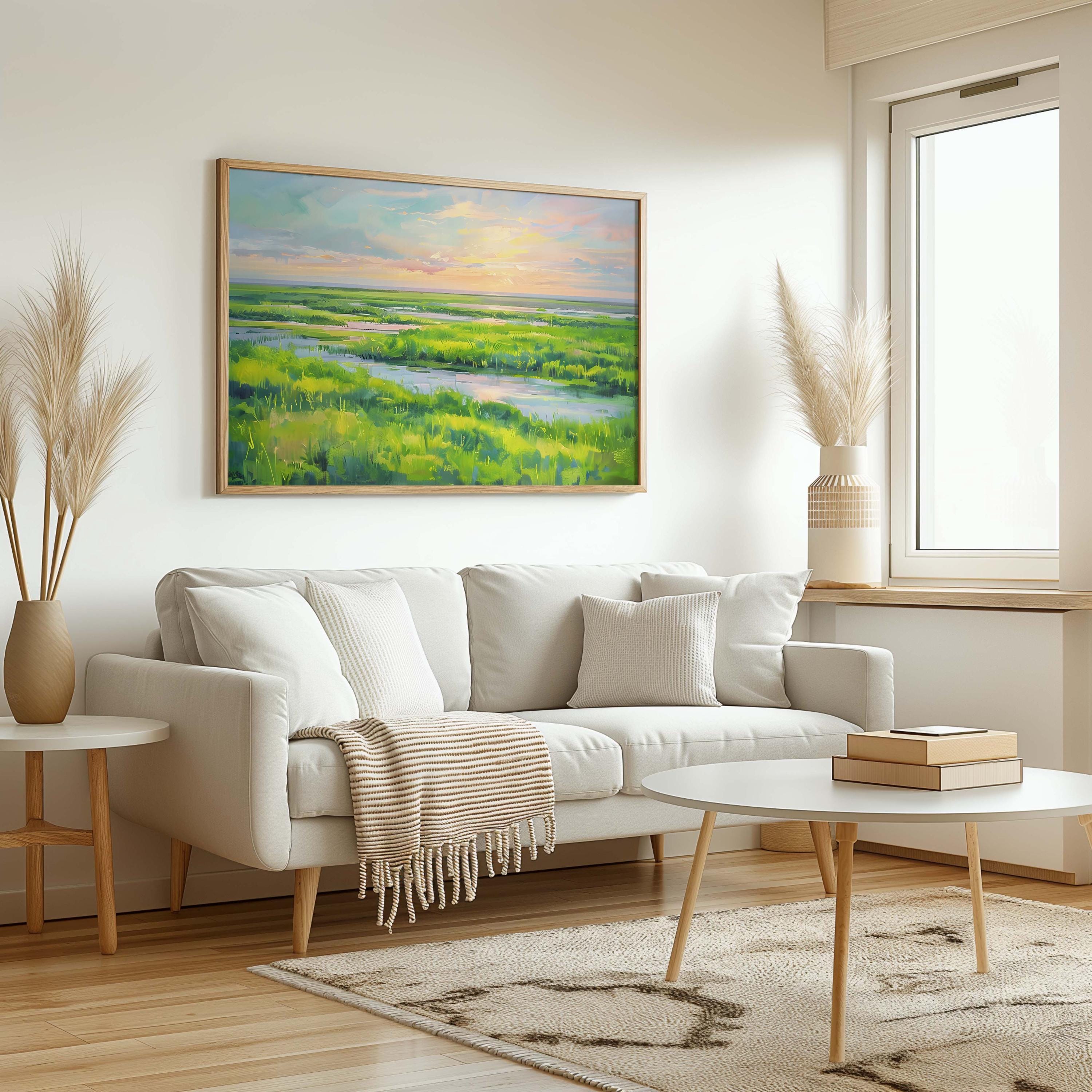 Colorful Marsh Sunset Landscape Painting, South Carolina Pastel Marsh ...