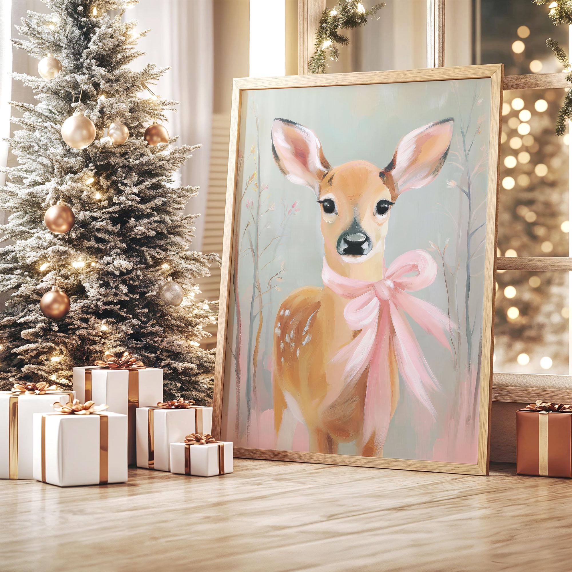 Christmas Reindeer Wall Art Printable: Coquette Winter Nursery Art ...