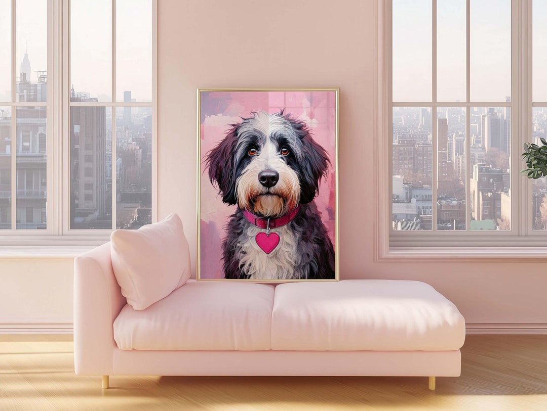 Dog Portrait Valentines Day Wall Art, Dopamine Decor, Valentines Day ...